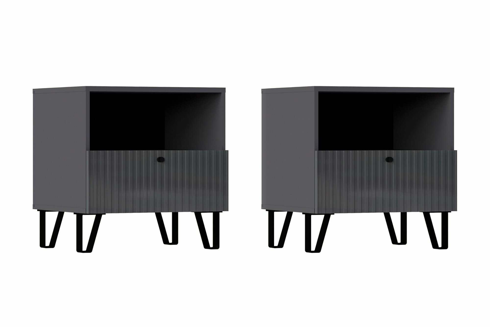 Тумбы Оливия 2шт 1 ящик Графит/Графит софт