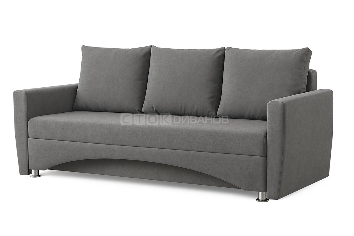 Диван Сток Диванов Скарлет, темно-серый велюр, 225 см, механизм еврокнижка