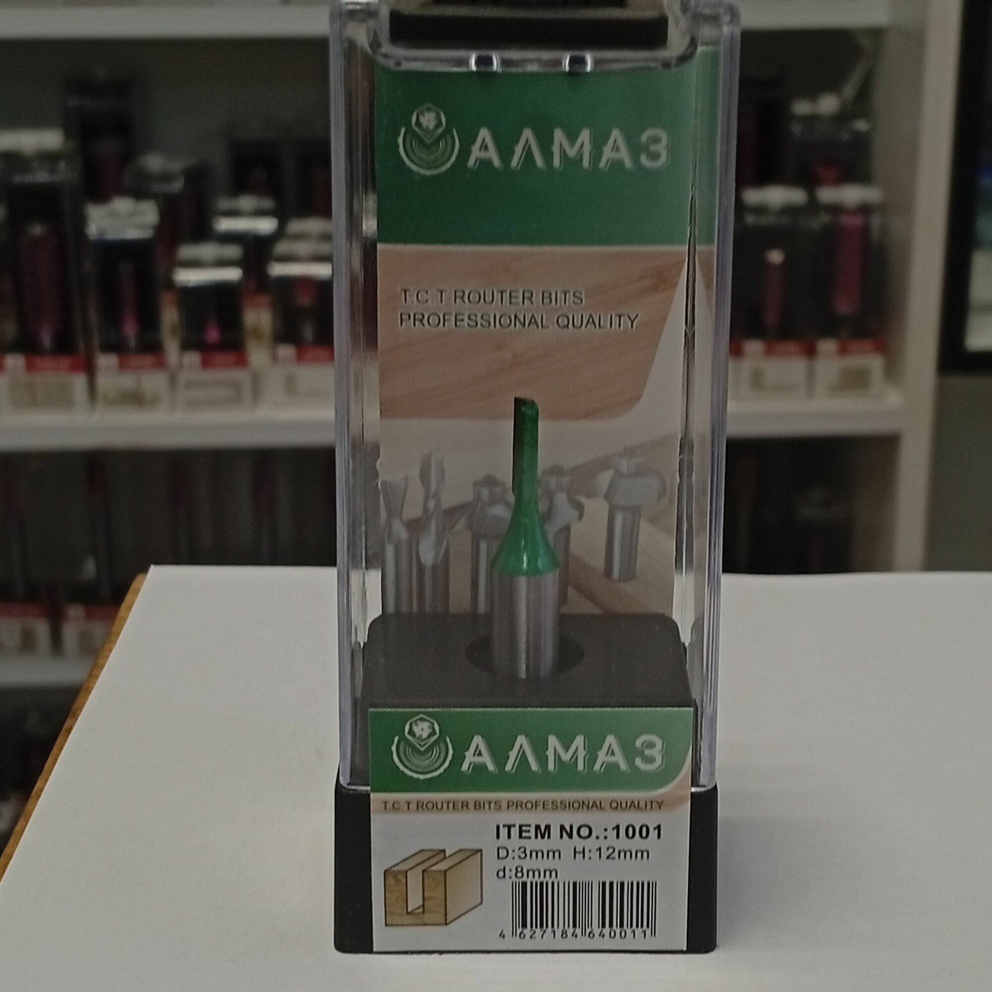 Фреза Алмаз пазовая 3мм хв.8мм с одним ножом серия 1001 D:3mm I:12mm d:8mm Z:1