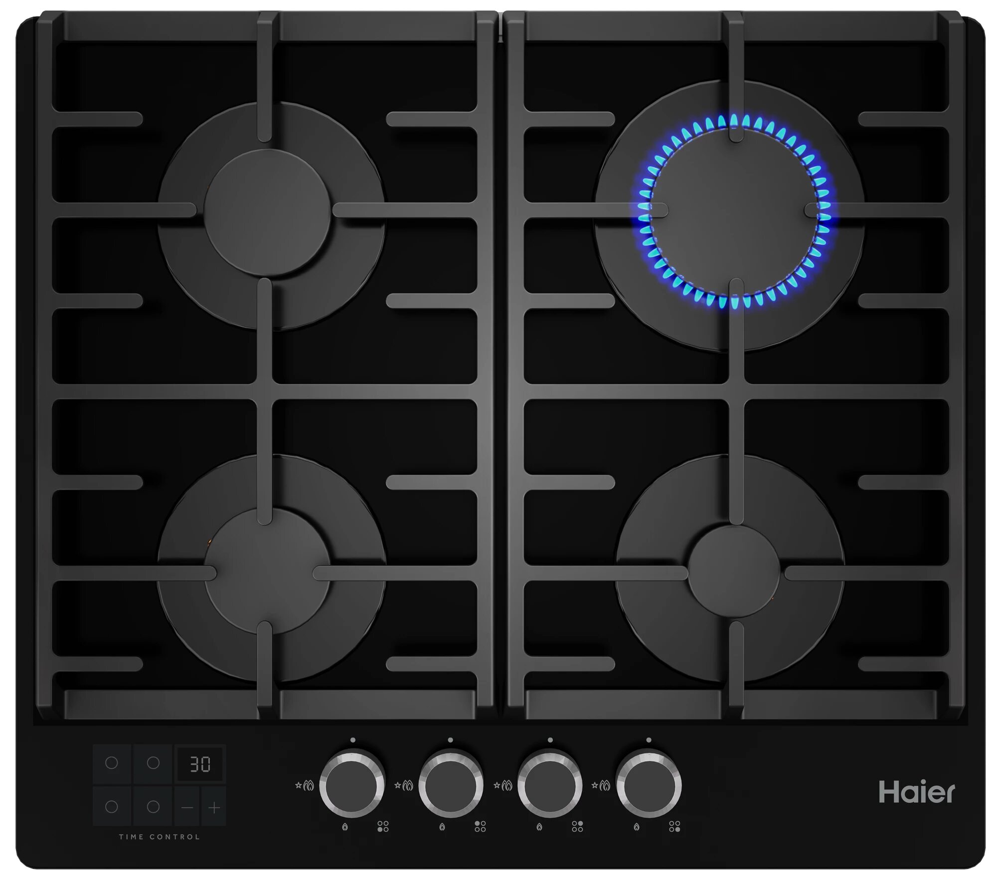 Газовая варочная панель Haier HHX-G64CNSB, автоматический электроподжиг, WOK конфорка