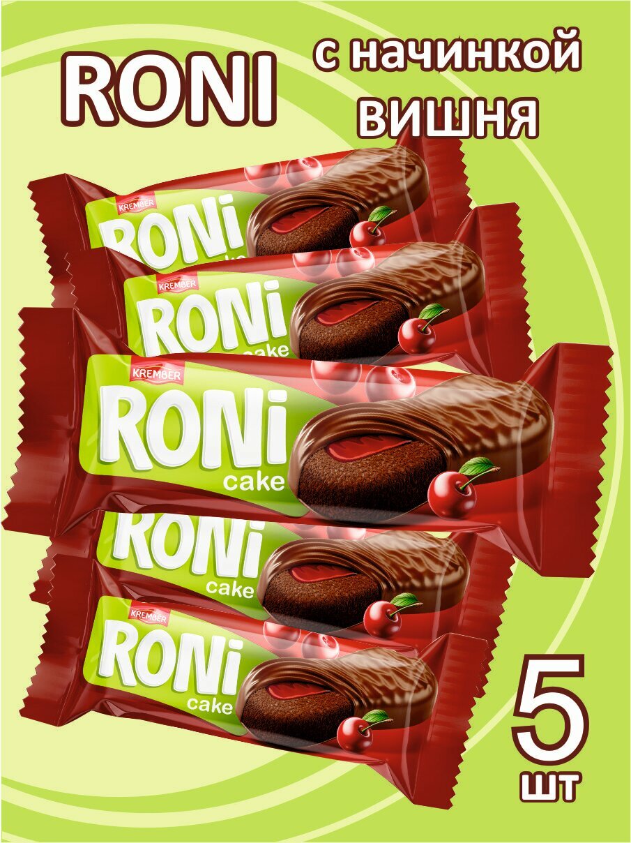 RONI Кекс глазированный с вишневым желе 32г х 5шт
