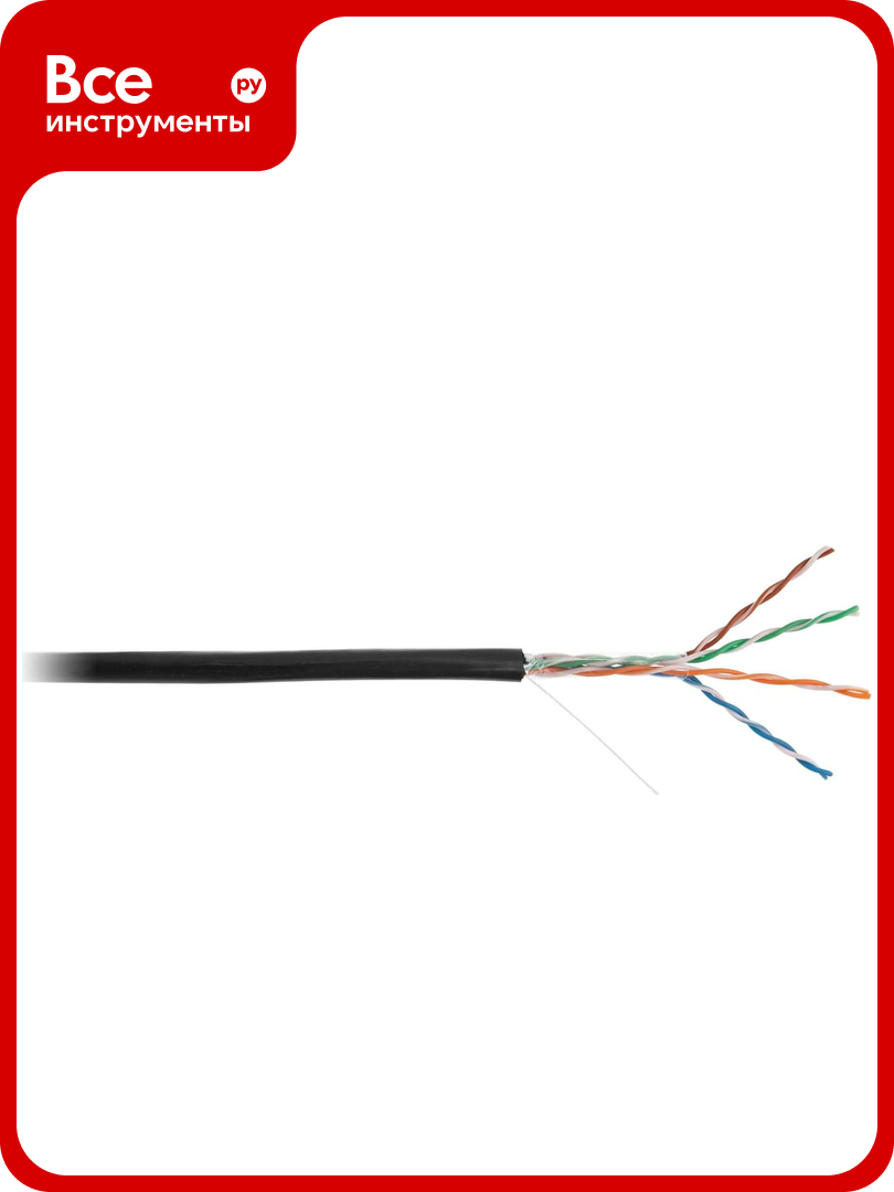 Кабель NETLAN U/UTP 4 пары, Кат.5e, одножильный, CCA, внешний, 305м CCA-UU004-5E-PE-BK, 02