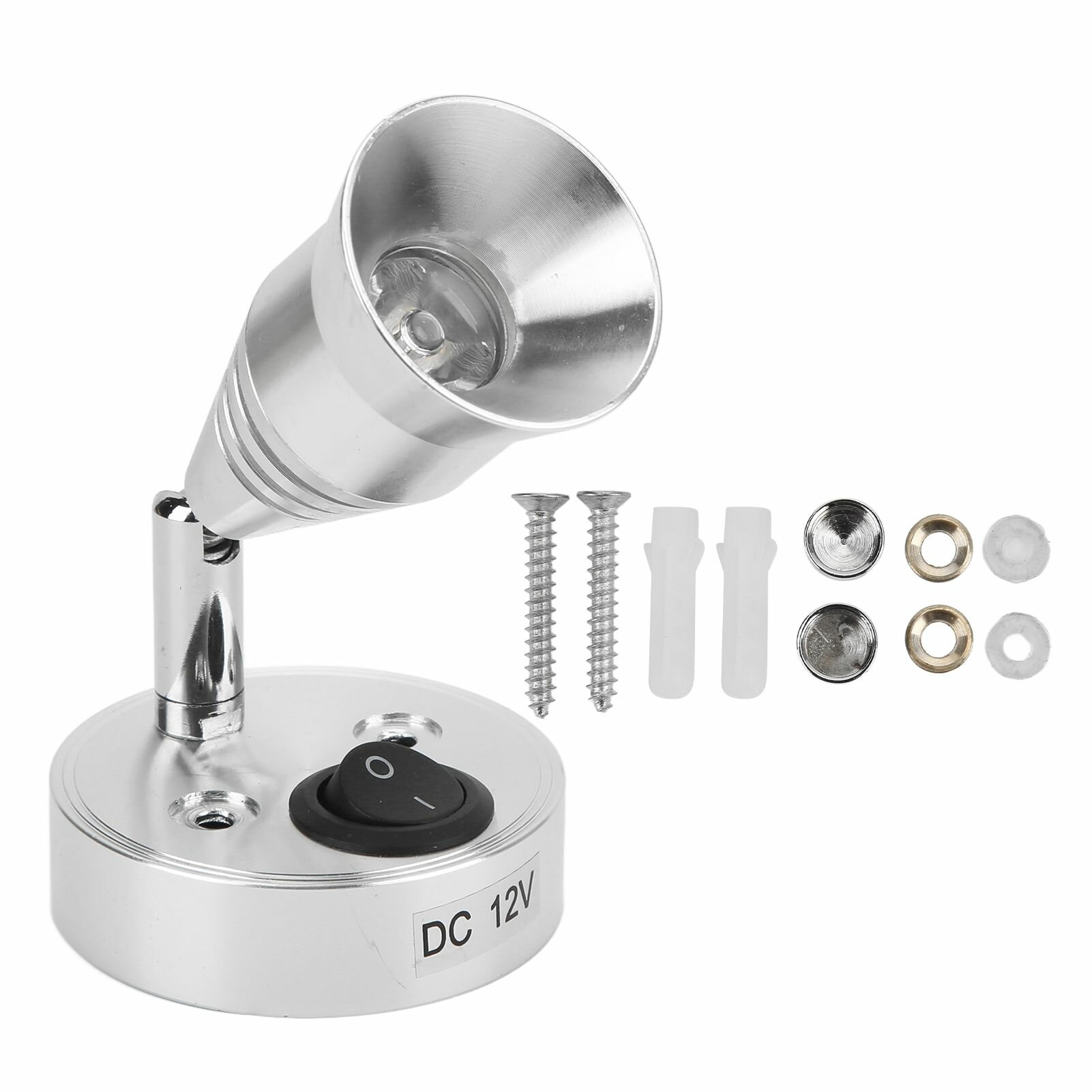 Светодиодный светильник для чтения в автодоме 12 В 3 Вт с гибким внутренним освещением и выключателем, серебристый корпус, нейтральный свет для грузовика, прицепа, лодки, яхты, каравана