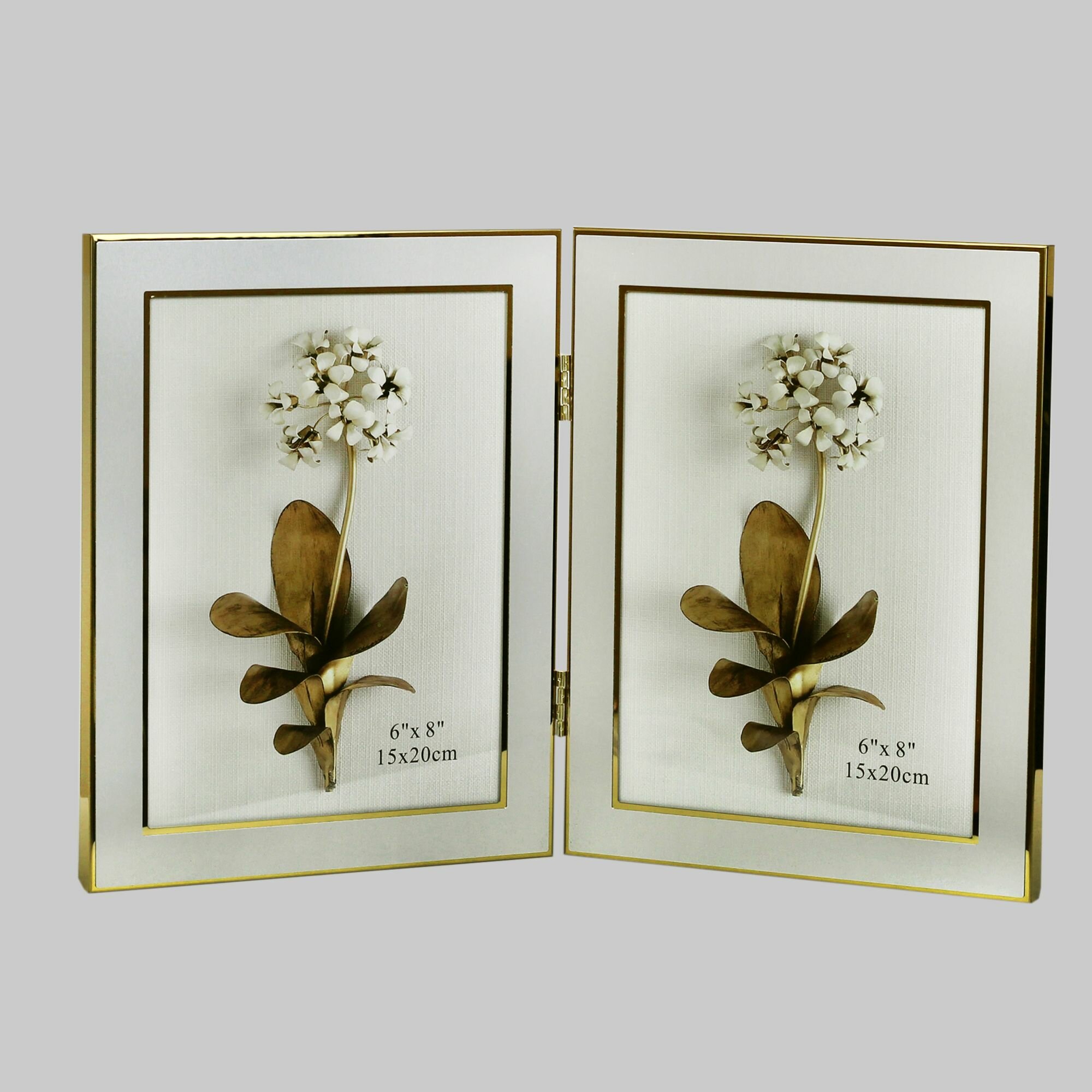 Арт-НН Фоторамка металлическая 15*20 двойная серебро, золото