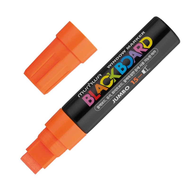 Маркер меловой MunHwa Black Board Jumbo 15мм оранжевый, водн. осн. JBM15-11