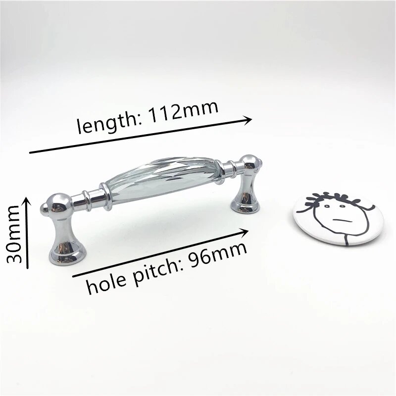 Хрустальные ручки для шкафов LCH 96 мм clear chrome 96mm