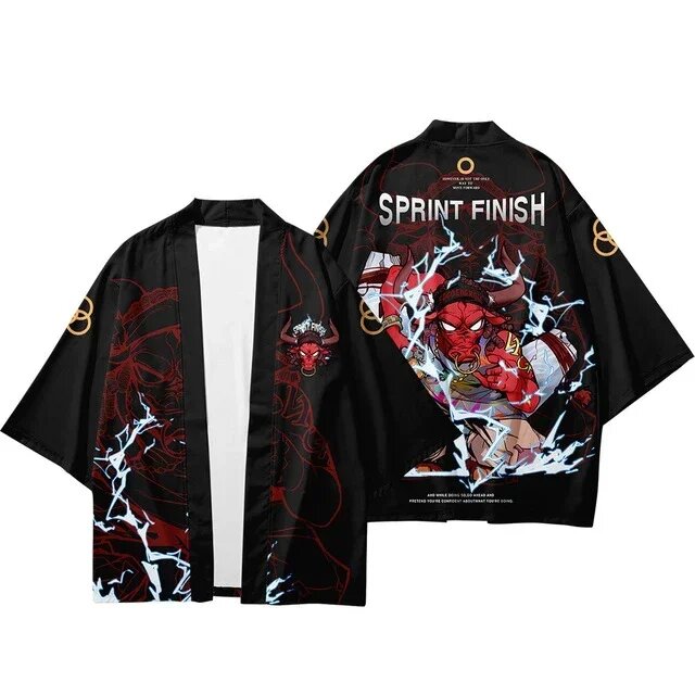 Полиэстеровое кимоно с принтом дракона Черный, L, HHwd73206LJ