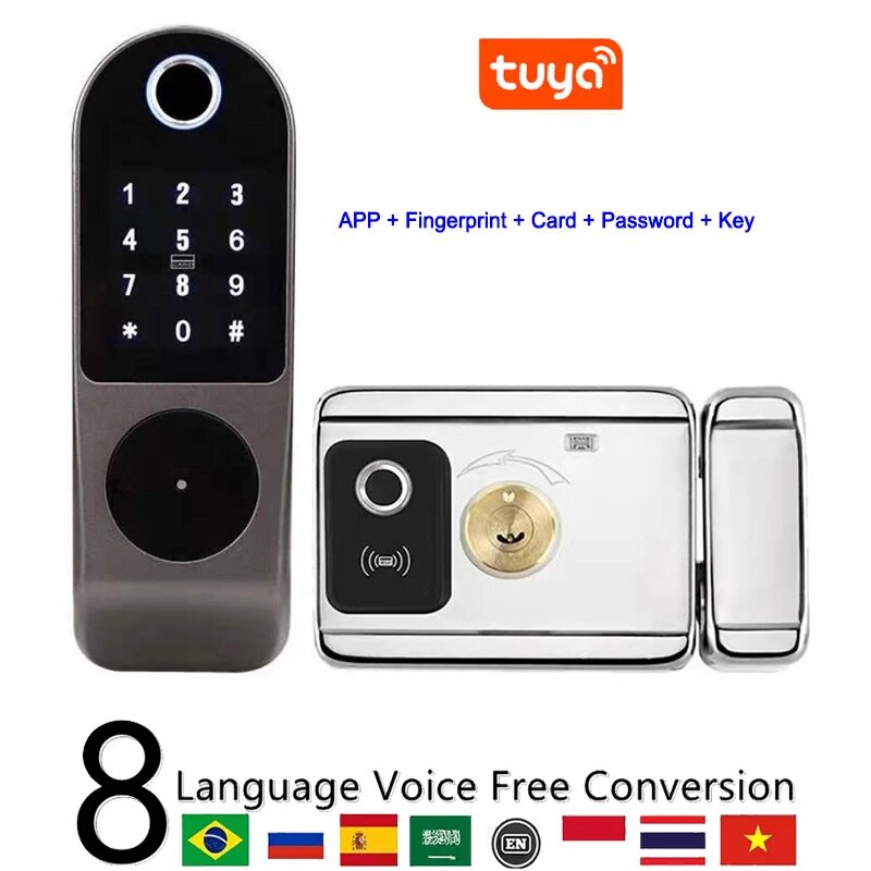 Электронный замок Juheenda G21 для ворот с датчиком отпечатков пальцев Double side( tuya)