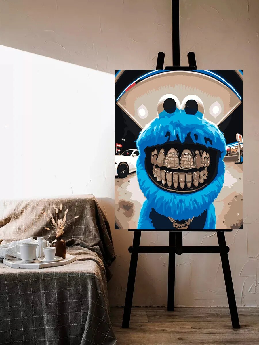 Картина по номерам Тусовные Синий Монстр с Улицы Сезам