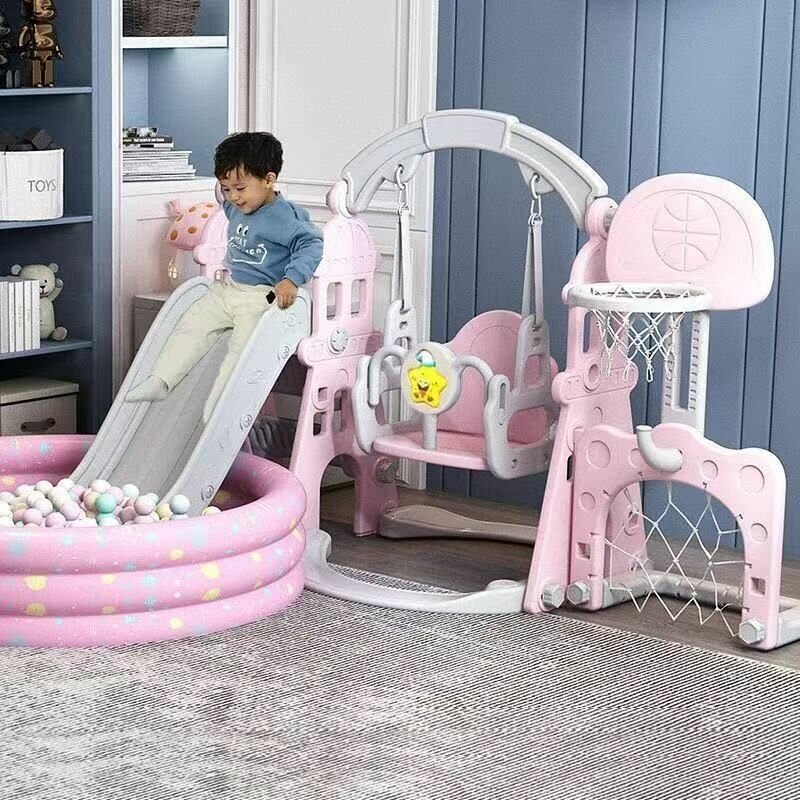 Горка детская с качелями, кольцом и бассейном с шариками, игровой комплекс для малышей для дома и дачи VCC
