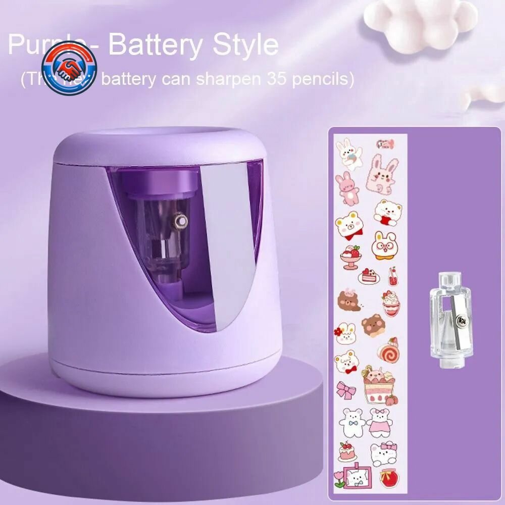 Электрическая точилка для карандашей — автоматическая заточка за 3 секунды, компактная детская точилка розовая/синяя