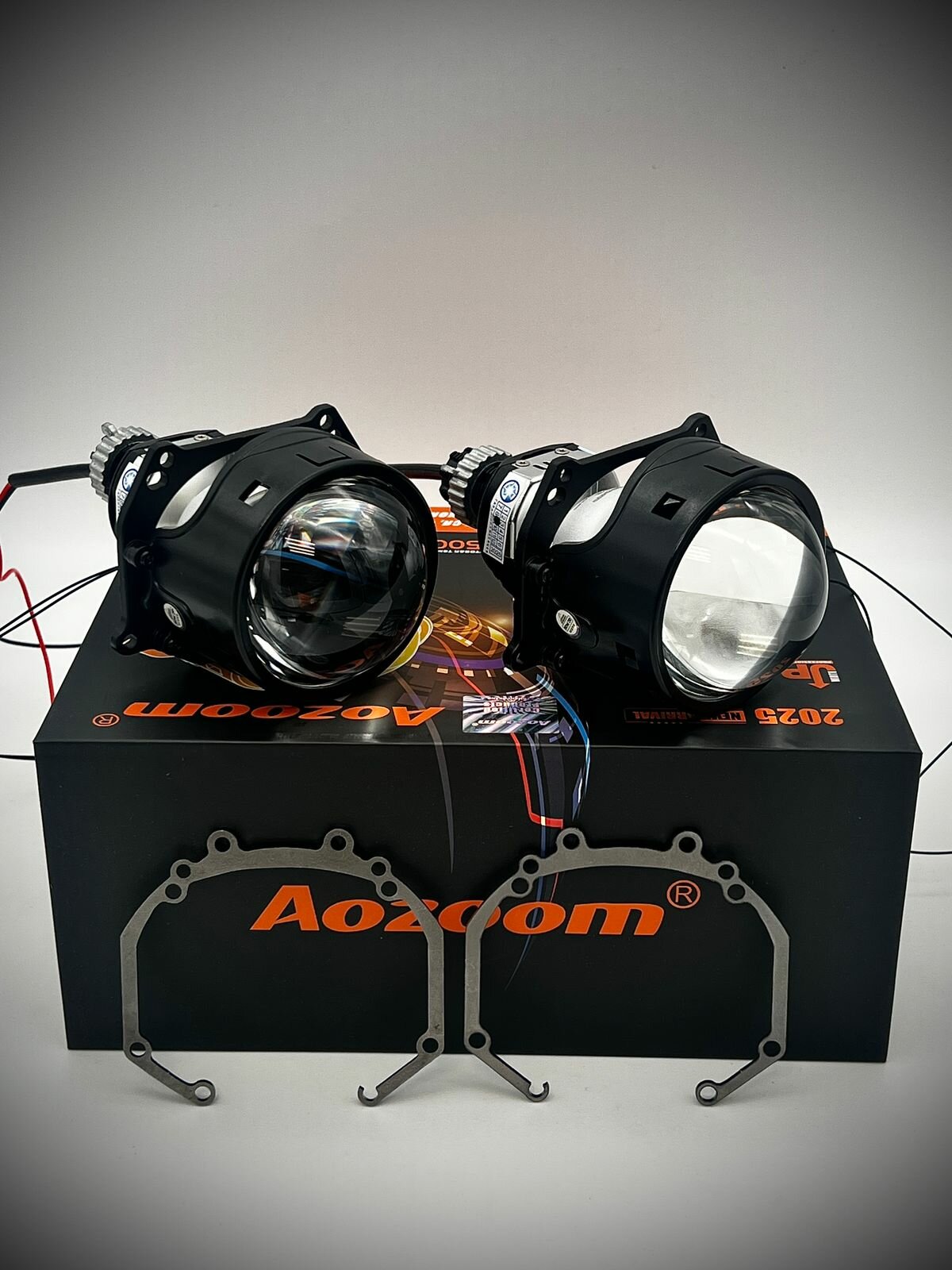 Би лед линзы Aozoom для Daewoo Nexia N150 2008-2016 / Светодиодные линзы Аозум для Деу Нексия