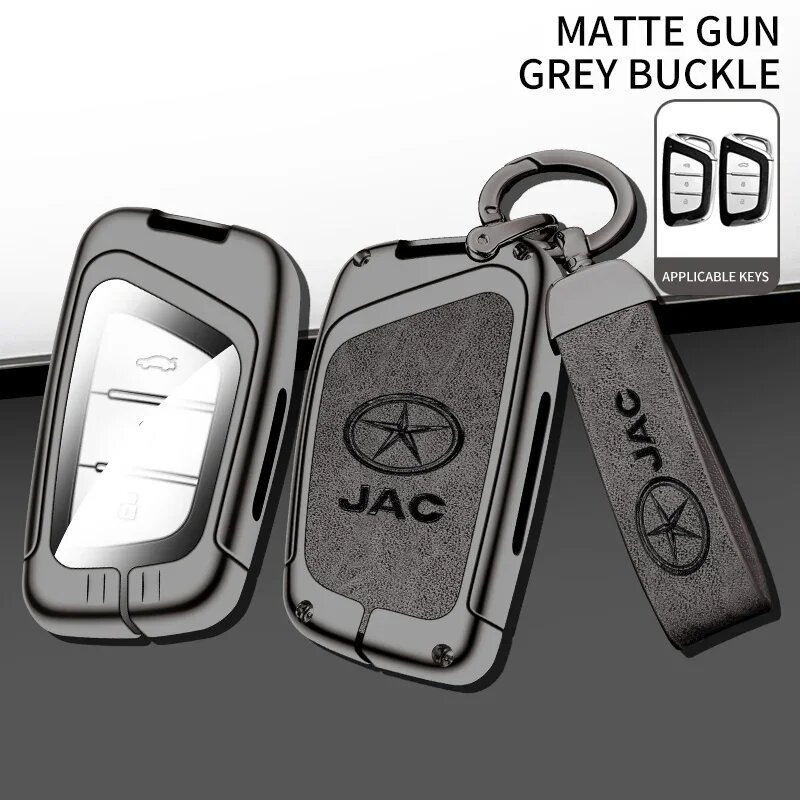 Чехол для автомобильного дистанционного ключа B, защитный чехол, брелки из искусственного сплава для JAC SOL A5 jiayue A5 X4 X7 A8, сумка для ключей, аксессуары, подарок, Gun gray set