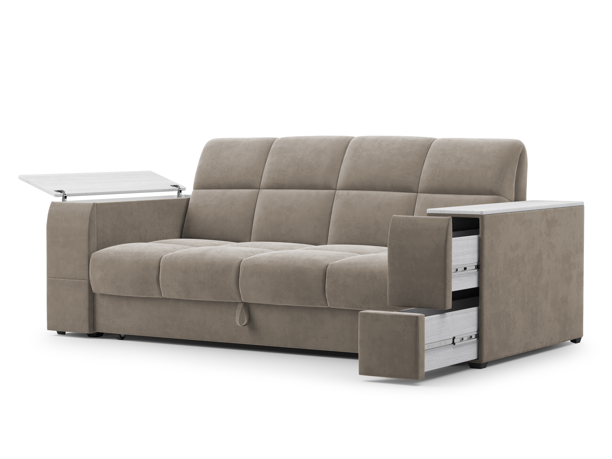 Диван-кровать Флай, аккордеон, подлокотники короб+ящики, 160*200 с ортопедическим основанием, съемный чехол, велюр.