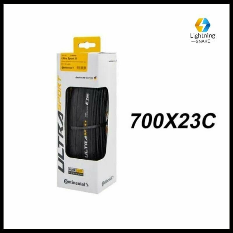 Шоссейная и городская велопокрышка CONTINENTAL Ultra Sport III 28" (700x23С) с металлическим кордом, улучшенным водоотведением и компаундом PureGrip для уверенной езды в любую погоду