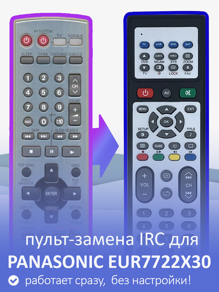 Пульт-замена для PANASONIC EUR7722X30
