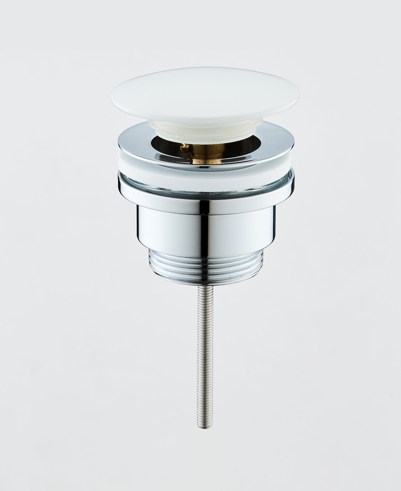 Донный клапан с белой крышкой для раковины с переливом и без перелива, универсальный, BOND BV0305, нажимной