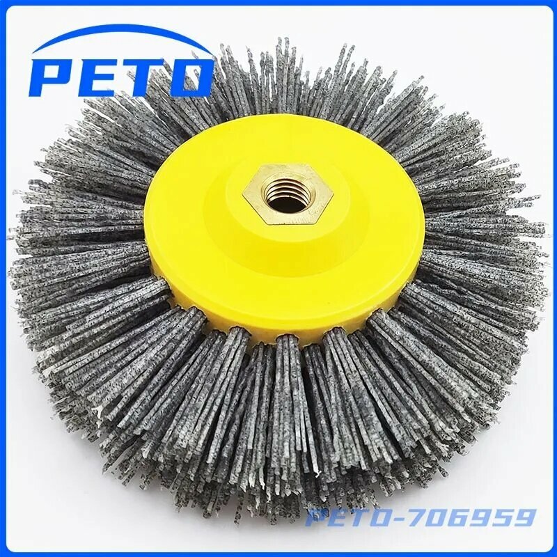 Нейлоновая щетка дисковая Д140 P80 ворс полимер абразив по дереву на УПМ УШМ (болгарка) для браширования и шлифовки (706959)