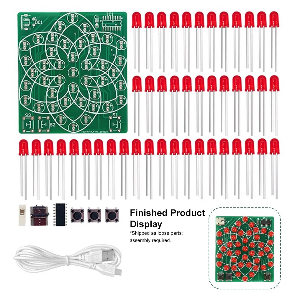 Электронная ветряная мельница с 43 LED, DIY Kit With Cable