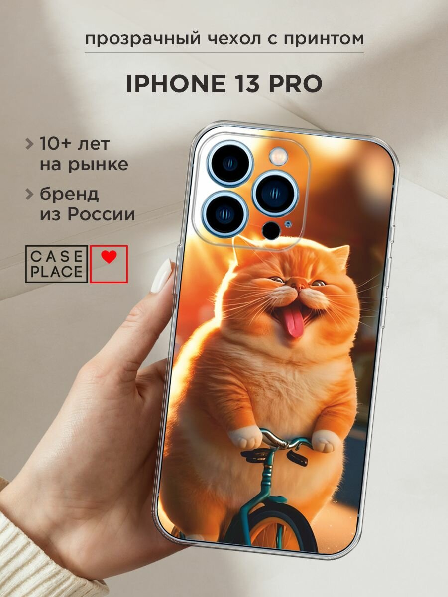 Чехол на Apple iPhone 13 Pro / Айфон 13 Про с принтом "Кот на велике"
