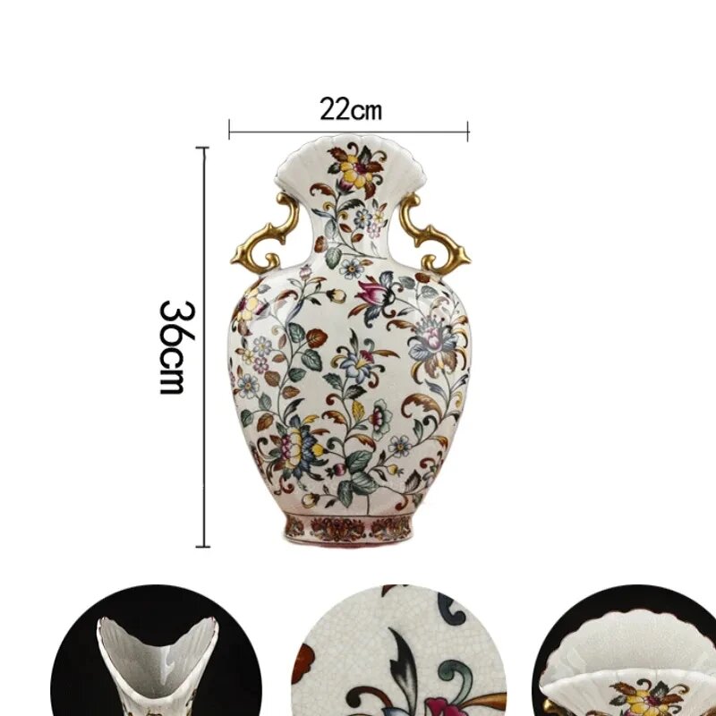 Керамическая Европейская ваза Jingdezhen, антикварная глазурованная ваза с трещинами для цветочной композиции, ваза для гостиной Bogujia, ваза для украшения дома, A