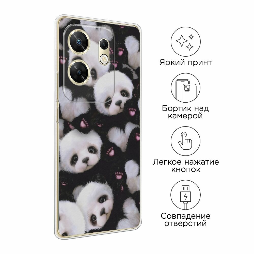 Чехол на Infinix Zero 30 4G / Инфиникс Зеро 30 4G с принтом "Море панд" — фото 1