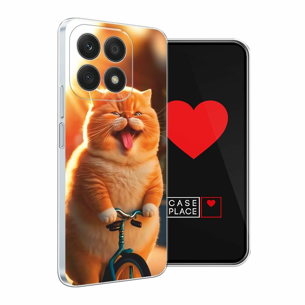 Силиконовый чехол на Honor X8A / Хонор X8A с принтом "Кот на велике" — фото 1