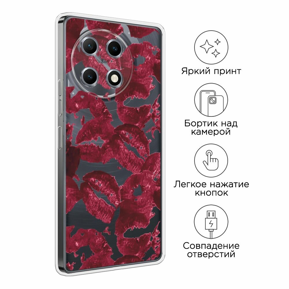 Чехол на Tecno Camon 30S / Текно Камон 30S с принтом "Помада паттерн 2", прозрачный — фото 1