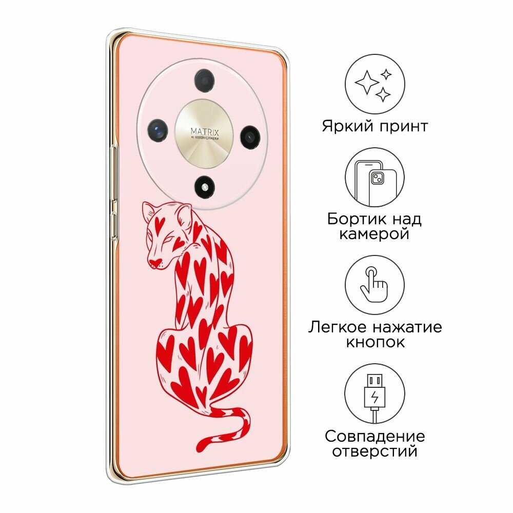 Чехол на Honor X9b / Хонор X9B с принтом "Heart panther 1 - 14 февраля" — фото 1