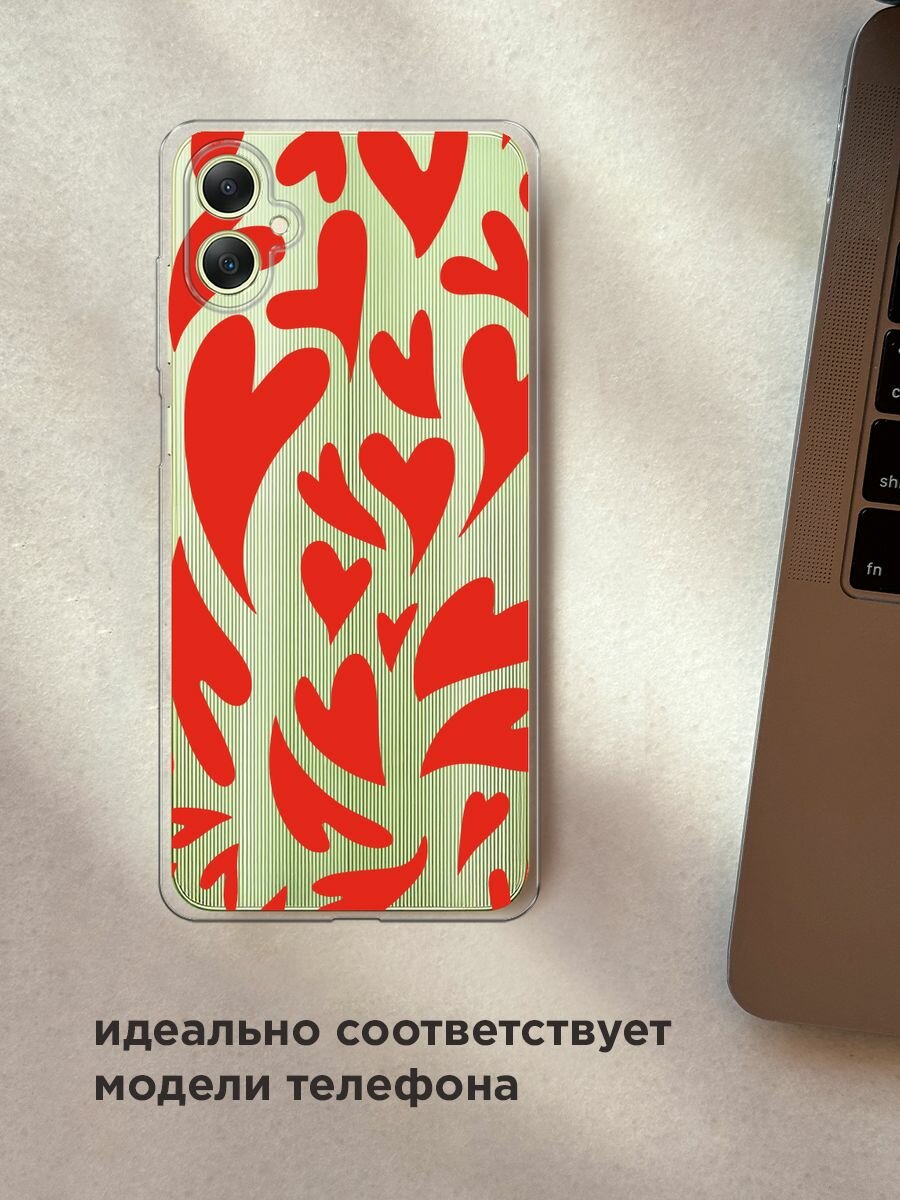 Чехол на Samsung Galaxy A06 / Самсунг Галакси А06 с принтом "Crazy hearts 2 - 14 февраля", прозрачный — фото 1