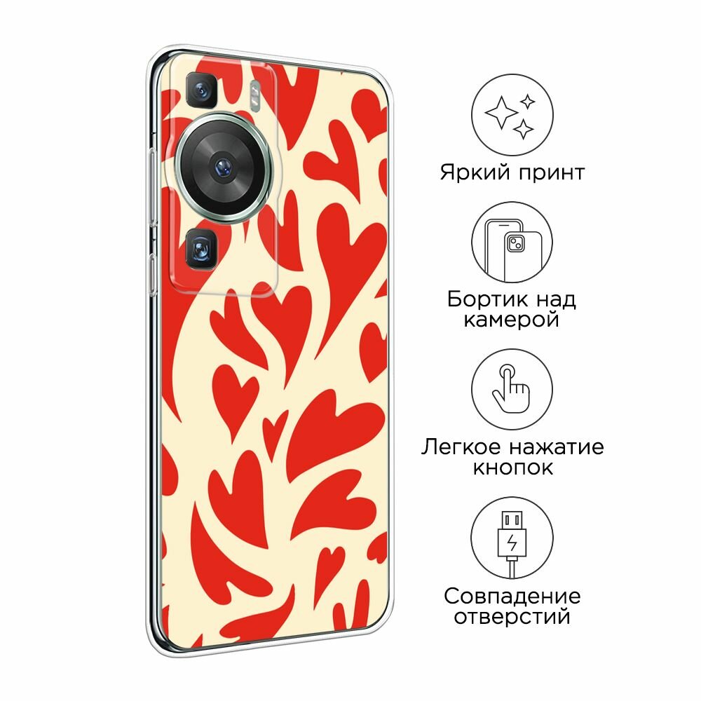 Чехол на Huawei P60/P60 Pro / Хуавей P60/P60 Про с принтом "Crazy hearts 1 - 14 февраля" — фото 1