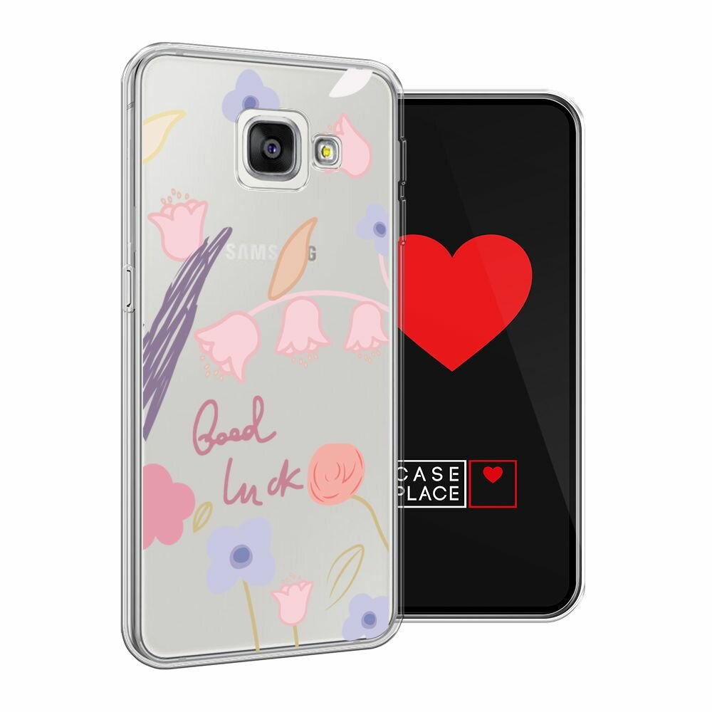 Чехол на Samsung Galaxy A3 2016 / Самсунг Галакси А3 2016 с принтом "Lucky flowers", прозрачный — фото 1