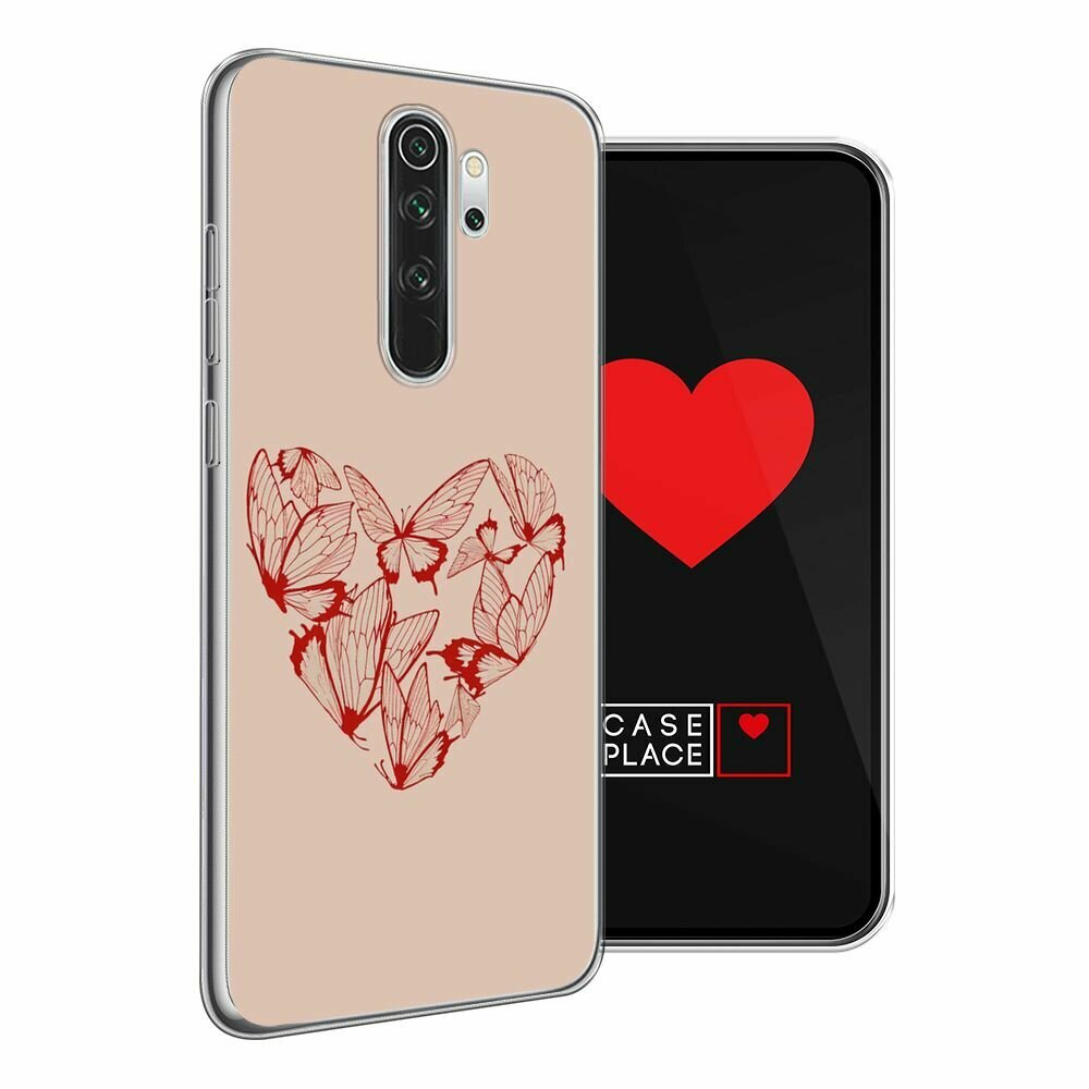 Чехол на Xiaomi Redmi Note 8 Pro / Сяоми Редми Нот 8 Про с принтом "Сердце из бабочек - 14 февраля" — фото 1
