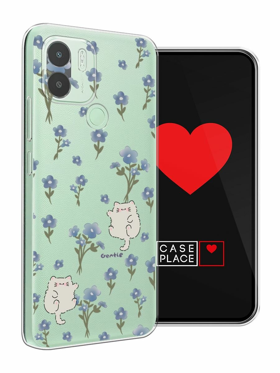 Чехол на Xiaomi Redmi A1+/Redmi A2+/Poco C51/C50 / Редми A1+ с принтом "Gentle cats", прозрачный — фото 1