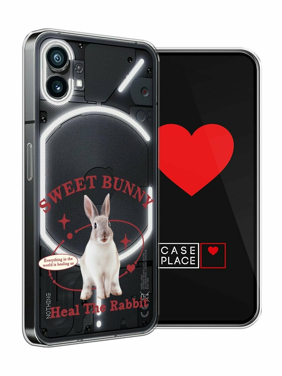 Чехол на Nothing Phone 1 / Нафинг Фон 1 с принтом "Heal the rabbit", прозрачный — фото 1