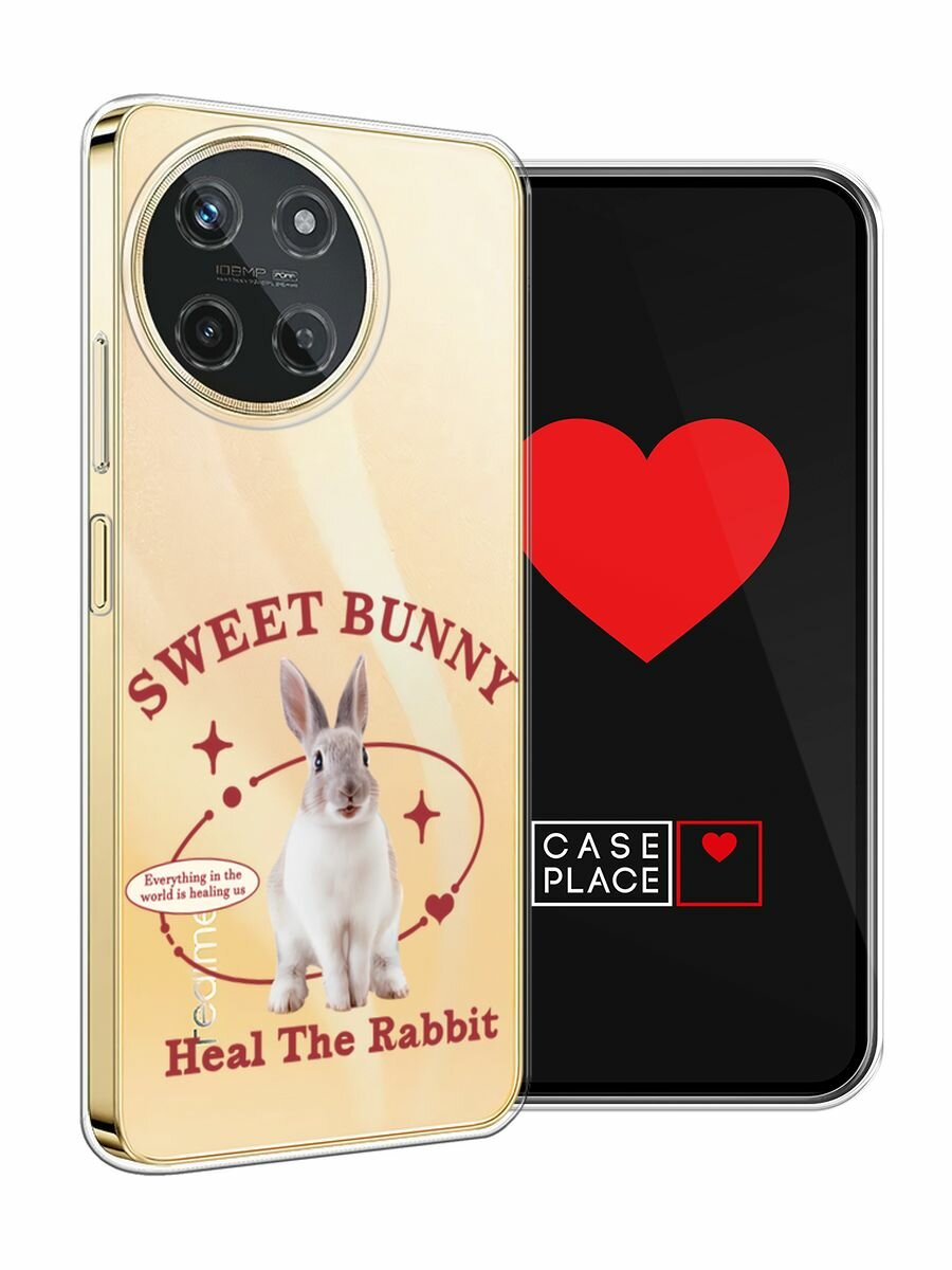 Чехол на Realme 11 4G / Реалми 11 4G с принтом "Heal the rabbit", прозрачный — фото 1