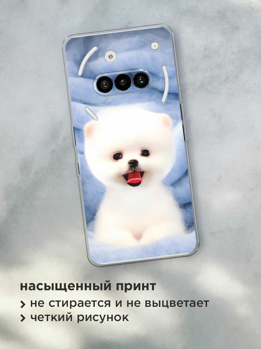 Чехол на Nothing Phone 3a / Нотинг Фон 3а с принтом Белый пёсик — фото 1