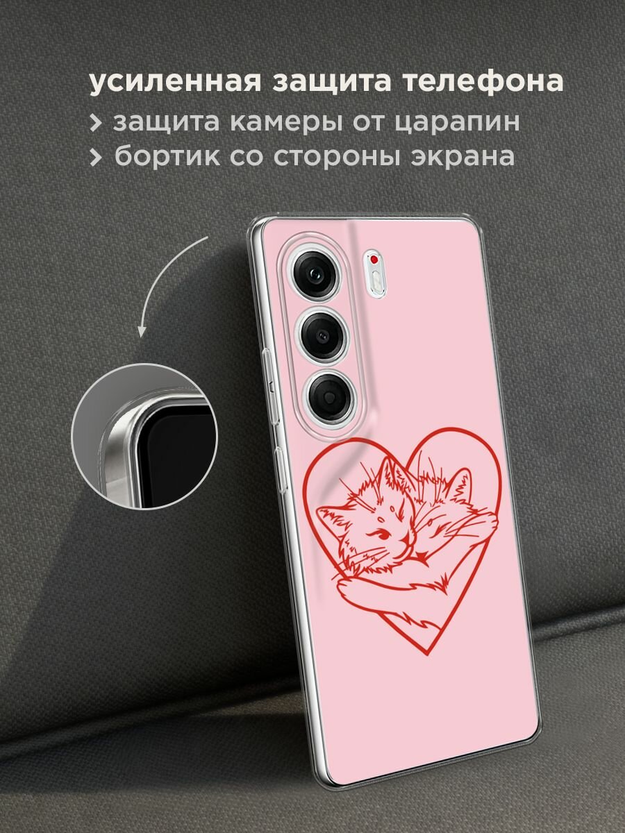 Чехол на Tecno Camon 40 Pro 5G / Текно Камон 40 Про 5G с принтом "Влюблённые котики рисунок 1 - 14 февраля" — фото 1