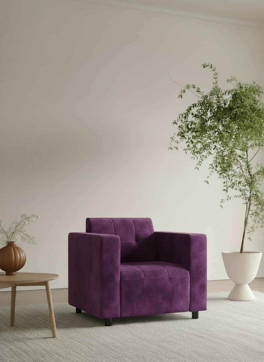 Кресло Альтаир с подлокотниками фиолетовый велюр в офис, дом, салон красоты, прихожую, гостиную, зону ожидания.