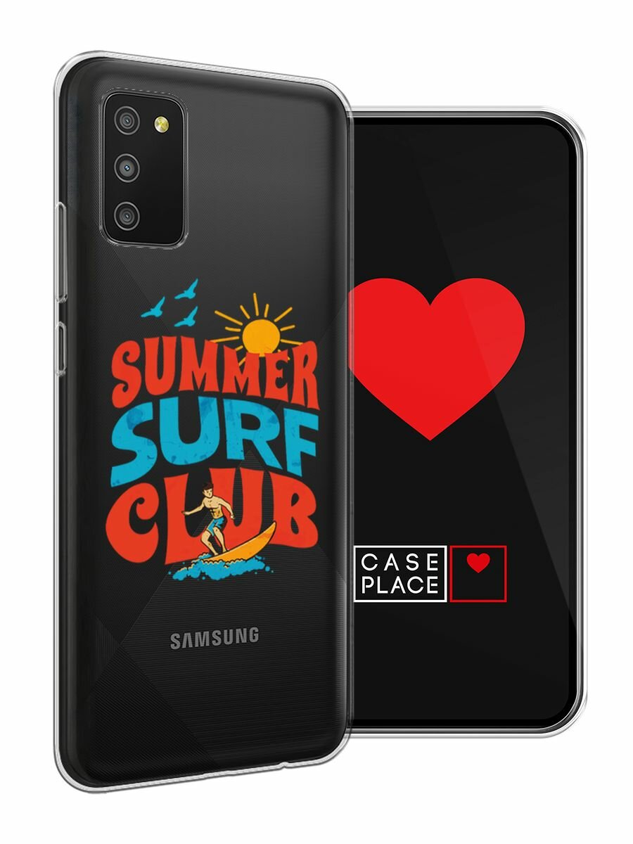 Чехол на Samsung Galaxy A02s / Самсунг Галакси A02s с принтом "Summer surf club", прозрачный — фото 1