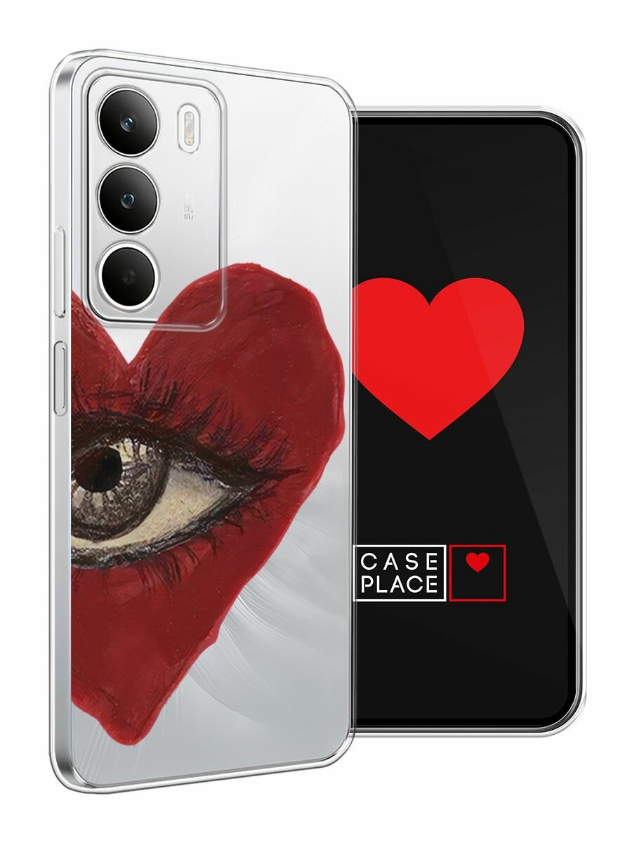 Чехол на Realme C71/P3 Lite 4G / Реалми С71/P3 Лайт 4G с принтом "Большое сердце с глазом", прозрачный — фото 1