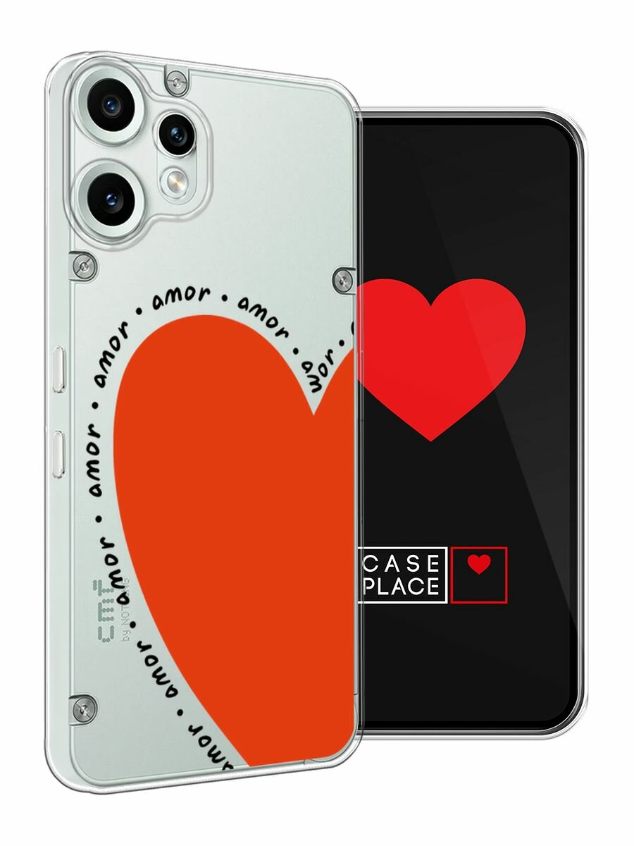 Чехол на CMF Phone 2 Pro / CMF Фон 2 Про с принтом "amor heart 2 - 14 февраля", прозрачный — фото 1