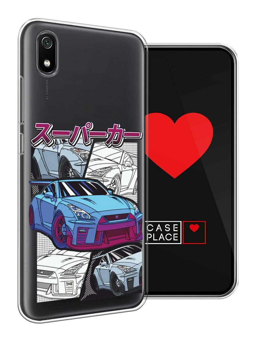 Чехол на Xiaomi Redmi 7A / Сяоми Редми 7А с принтом "JDM коллаж", прозрачный — фото 1