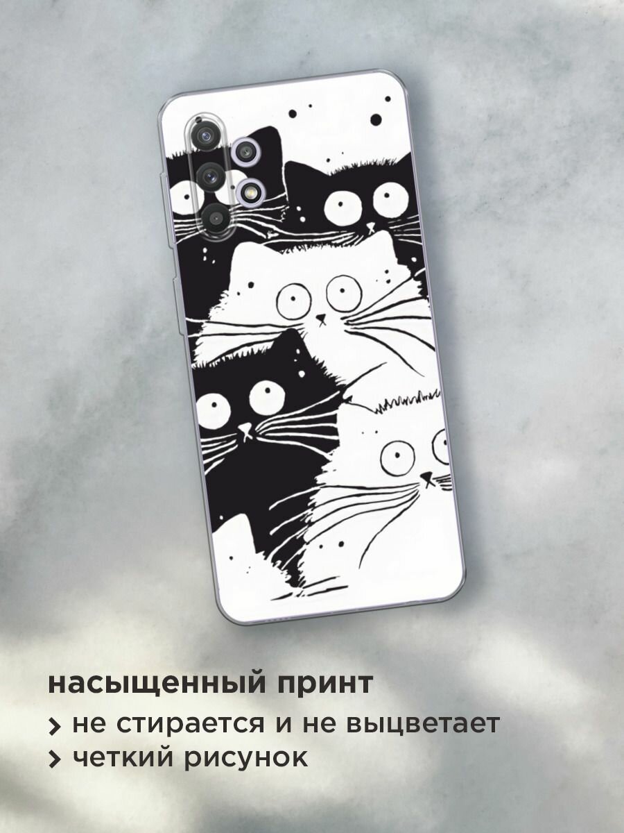 Чехол на Samsung Galaxy A32 / Самсунг Галакси А32 с принтом "Коты черно-белые" — фото 1