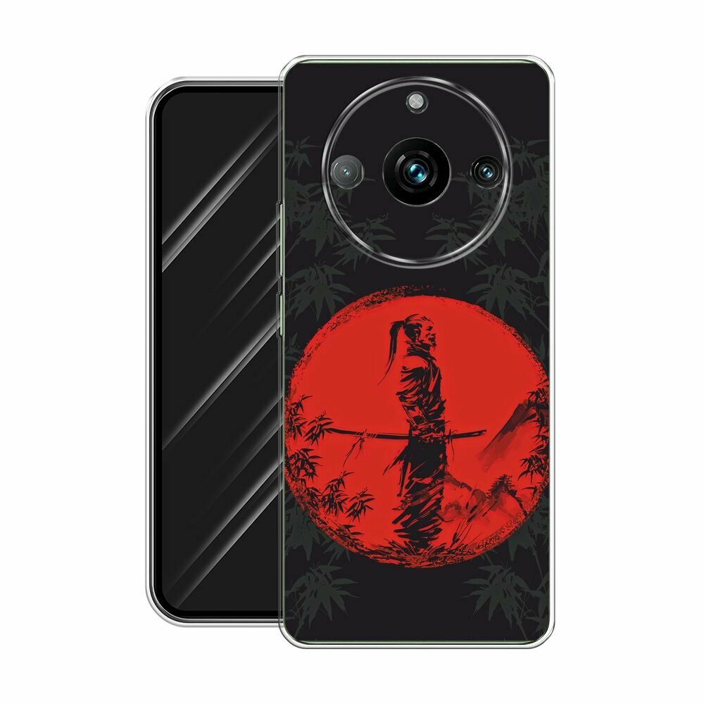 Чехол на Realme 11 Pro / Реалми 11 Про с принтом "Самурай на красном фоне" — фото 1