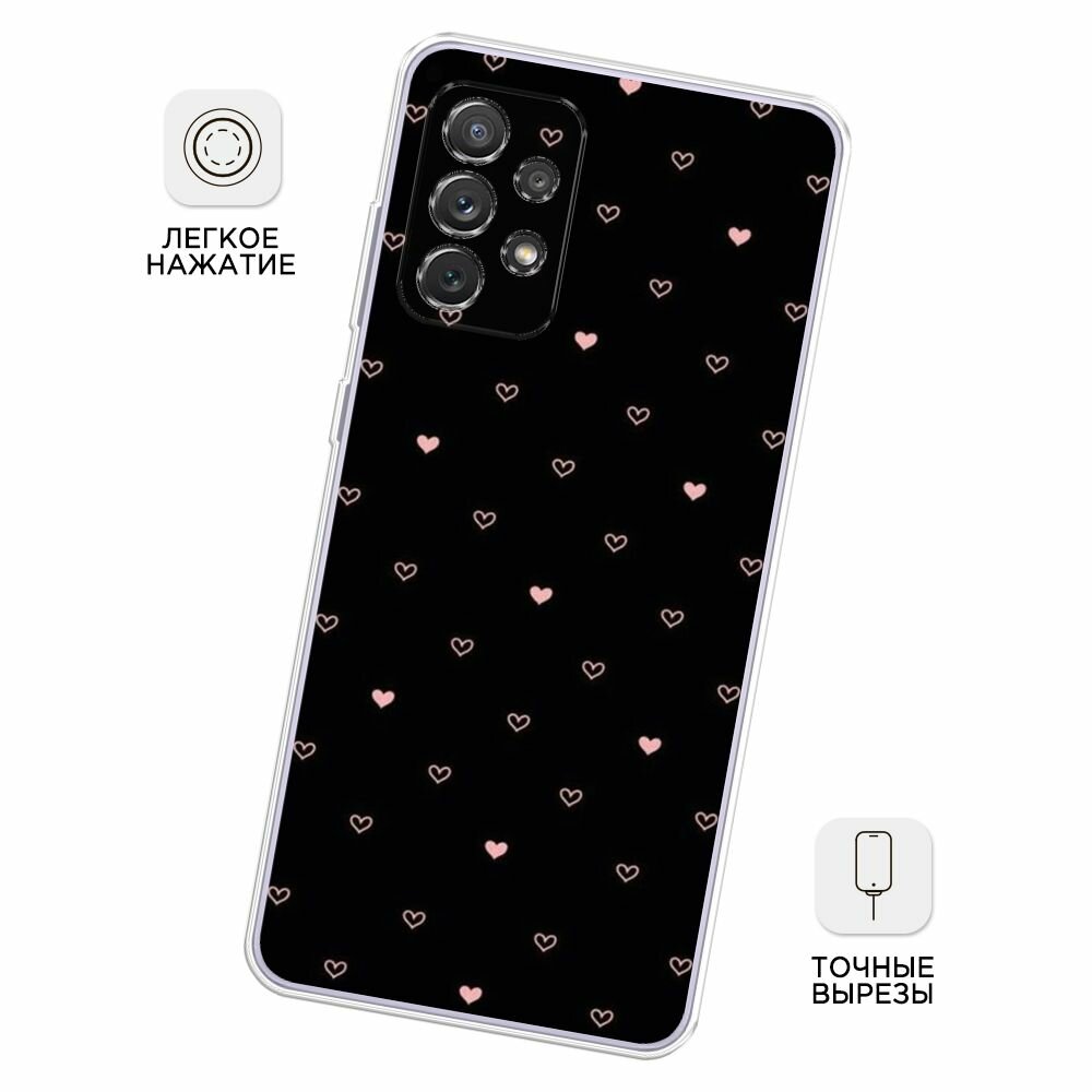 Чехол на Samsung Galaxy A73 / Самсунг Галакси А73 с принтом "Черный фон и сердечки" — фото 1