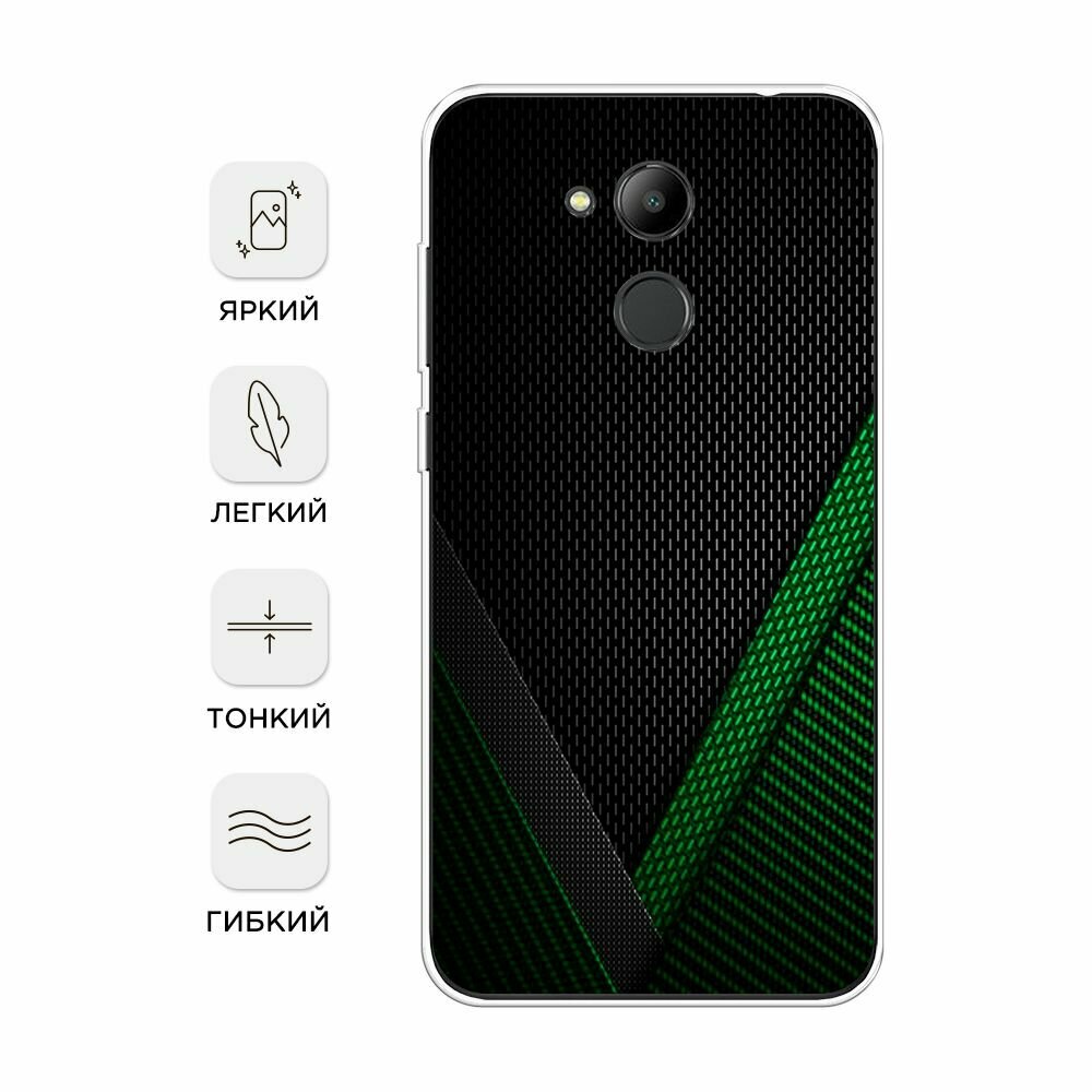 Чехол на Honor 6C Pro / Хонор 6С Про с принтом "Зеленый карбон" — фото 1