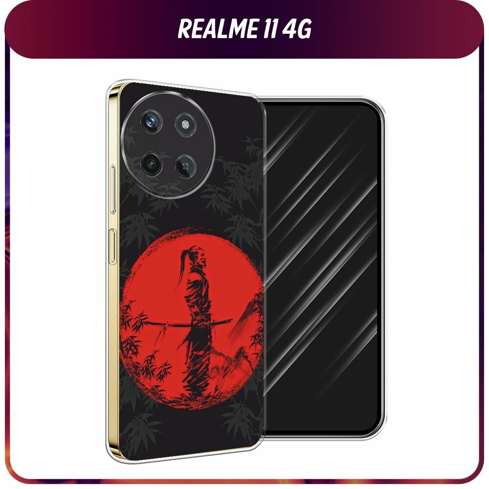 Чехол на Realme 11 4G / Реалми 11 4G с принтом "Самурай на красном фоне"
