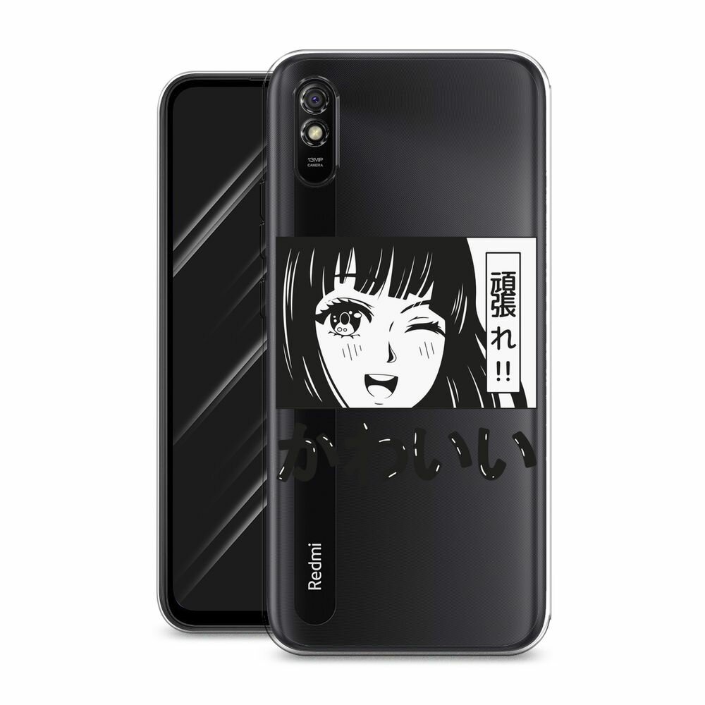 Чехол на Xiaomi Redmi 9A / Сяоми Редми 9А с принтом "Cute anime girl", прозрачный — фото 1