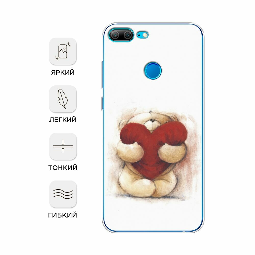Чехол на Honor 9 Lite / Хонор 9 Лайт с принтом "Мишка с сердцем 1" — фото 1